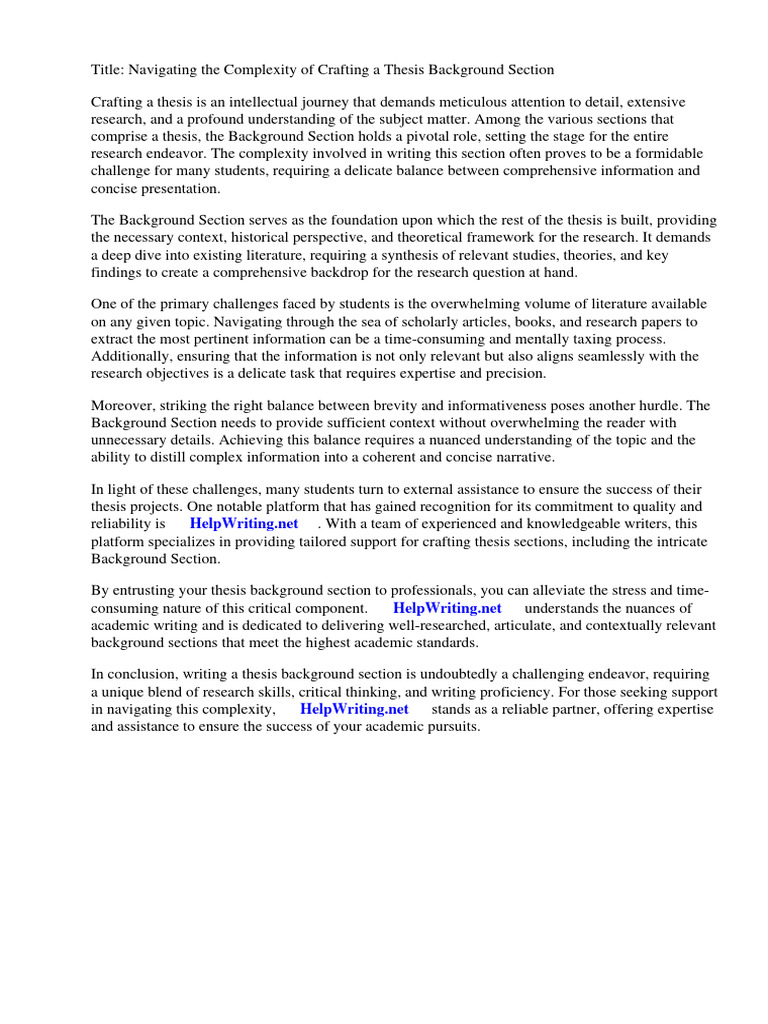 Thesis Background Section | PDF | Methodology | Thesis