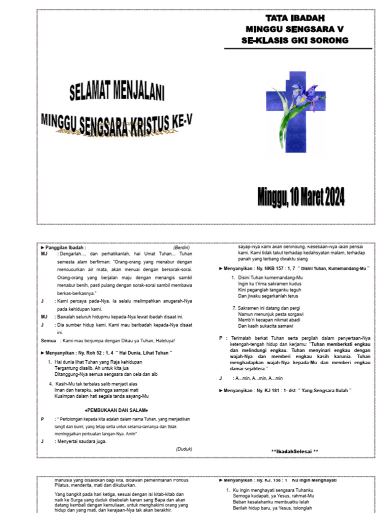 Tata Ibadah Minggu Sengsara V | PDF