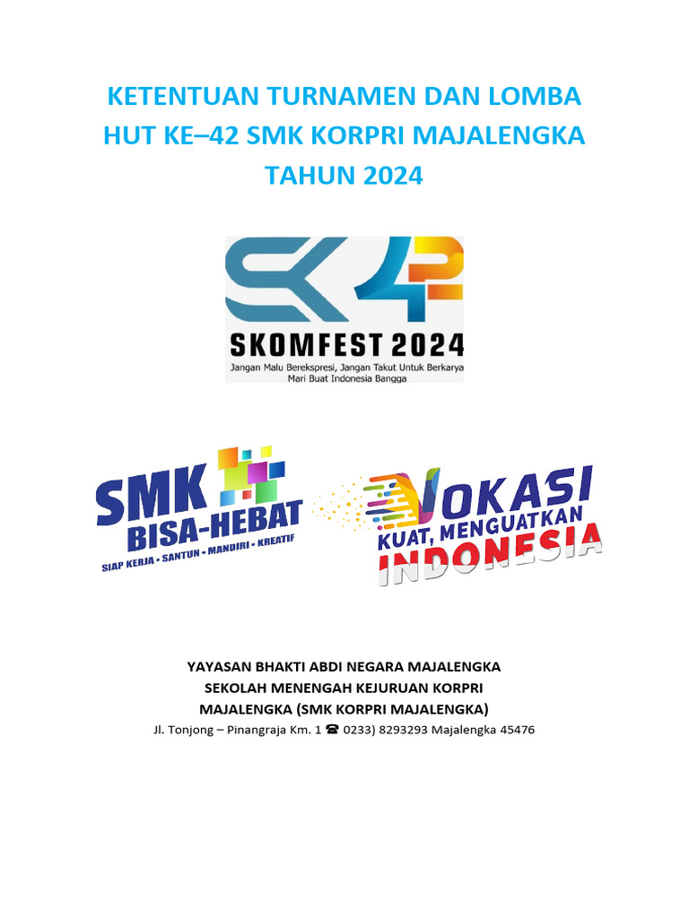 Ketentuan Turnamen Dan Lomba HUT 42 SMK KORPRI MJL Revisi | PDF
