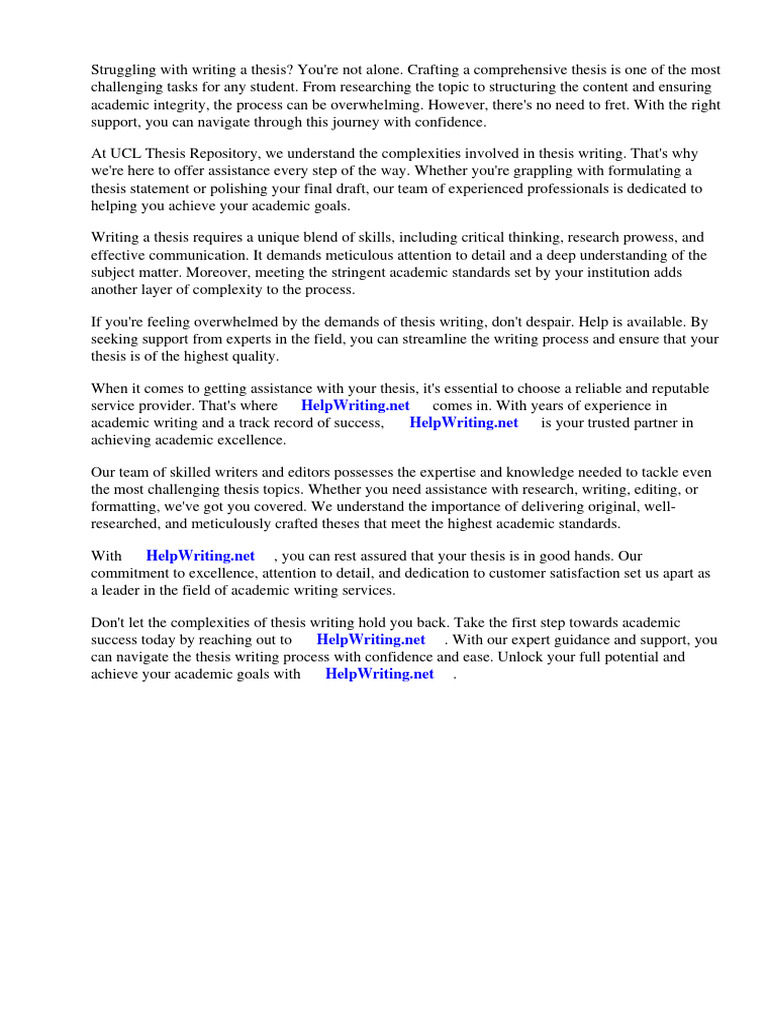 Ucl Thesis Repository | PDF | Thesis | Essays