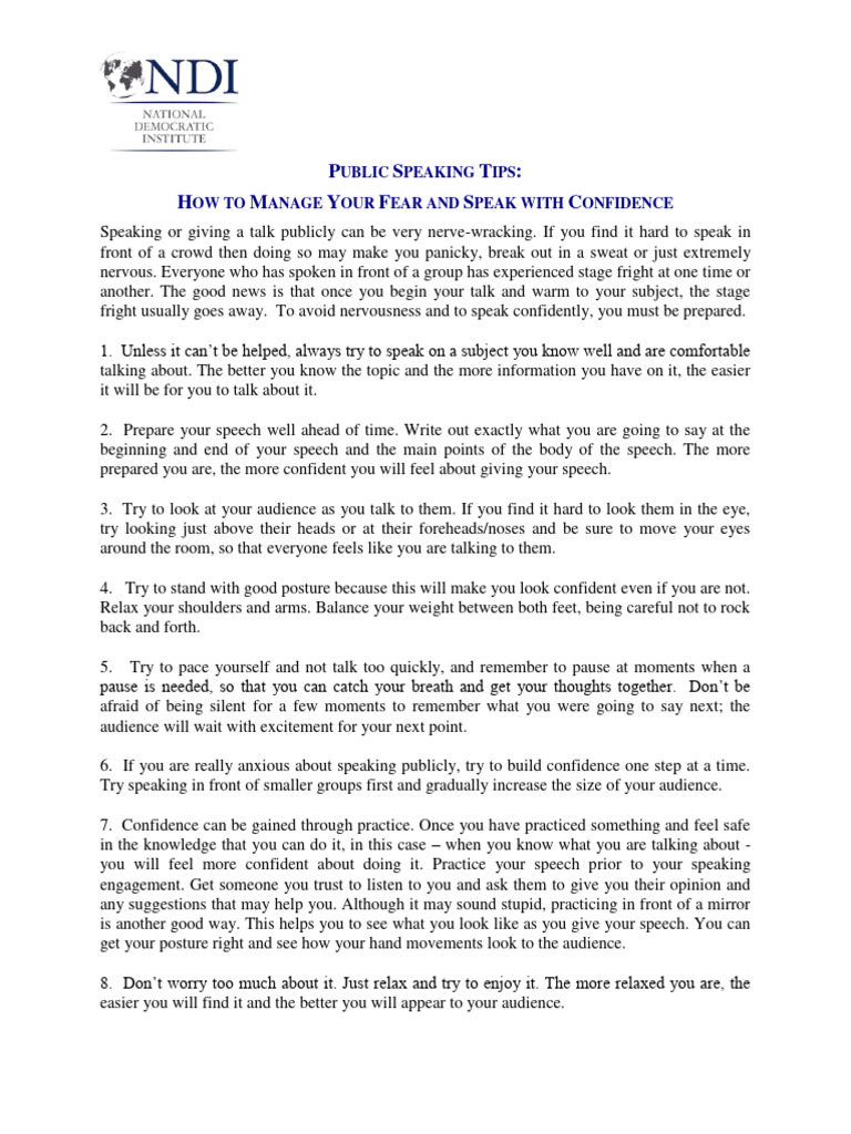 How To Manage Your Fear and Speak With Confidence | PDF