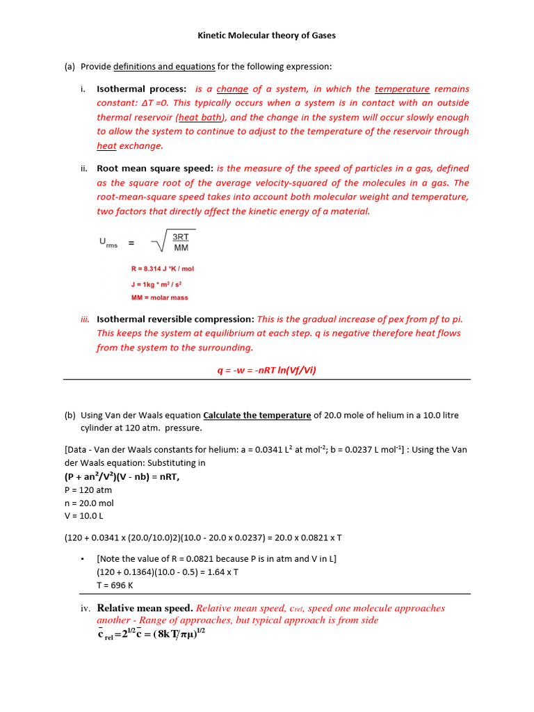 Worked Examples | PDF | Gases | Temperature