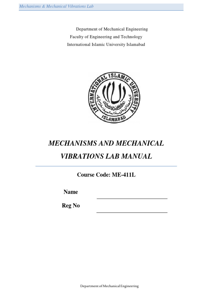 Lab Manual for Mechanical Vibrations | PDF | Gear | Applied And ...