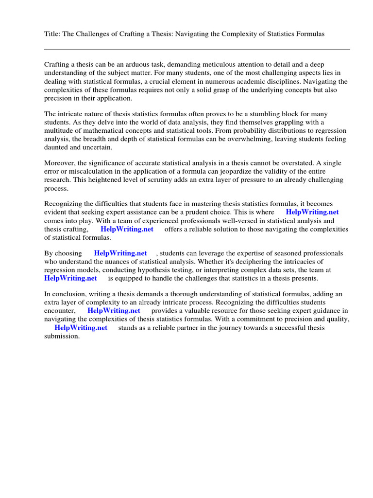 Thesis Statistics Formula | PDF | Statistics | Thesis