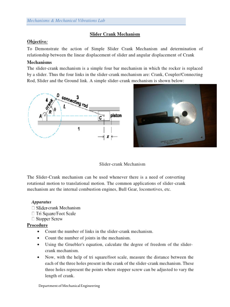 Slider Crank Mechanism | PDF | Euclidean Geometry | Space