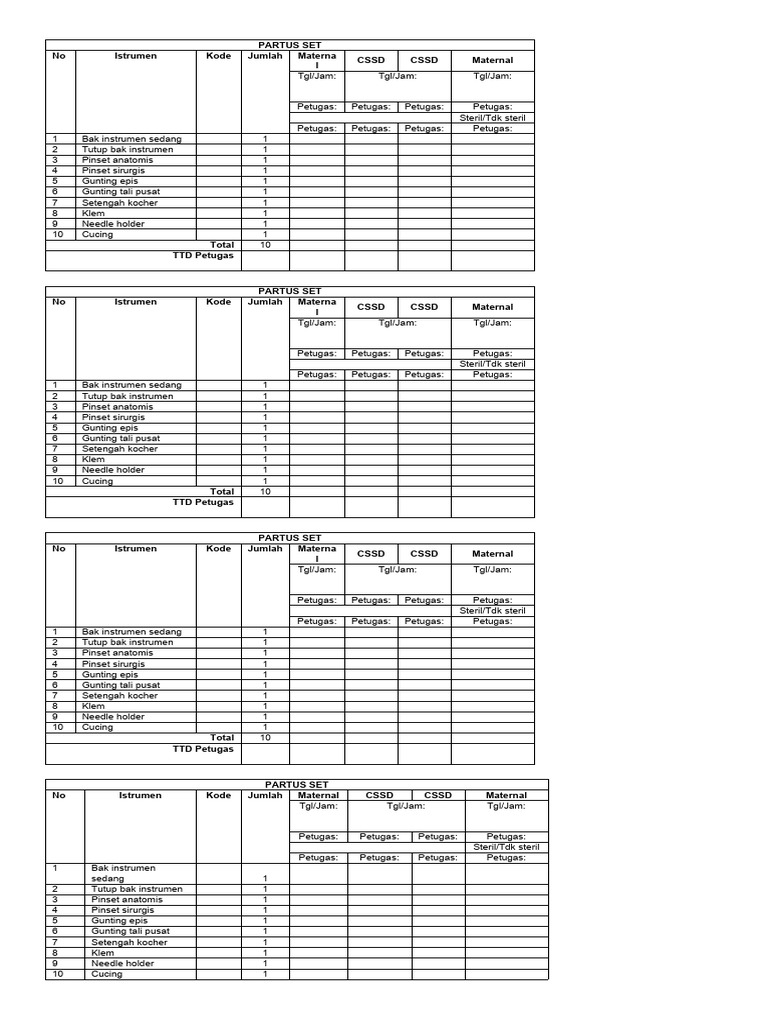 Instrumen Steril CSSD Maternal | PDF | Reproductive Rights | Women's Health