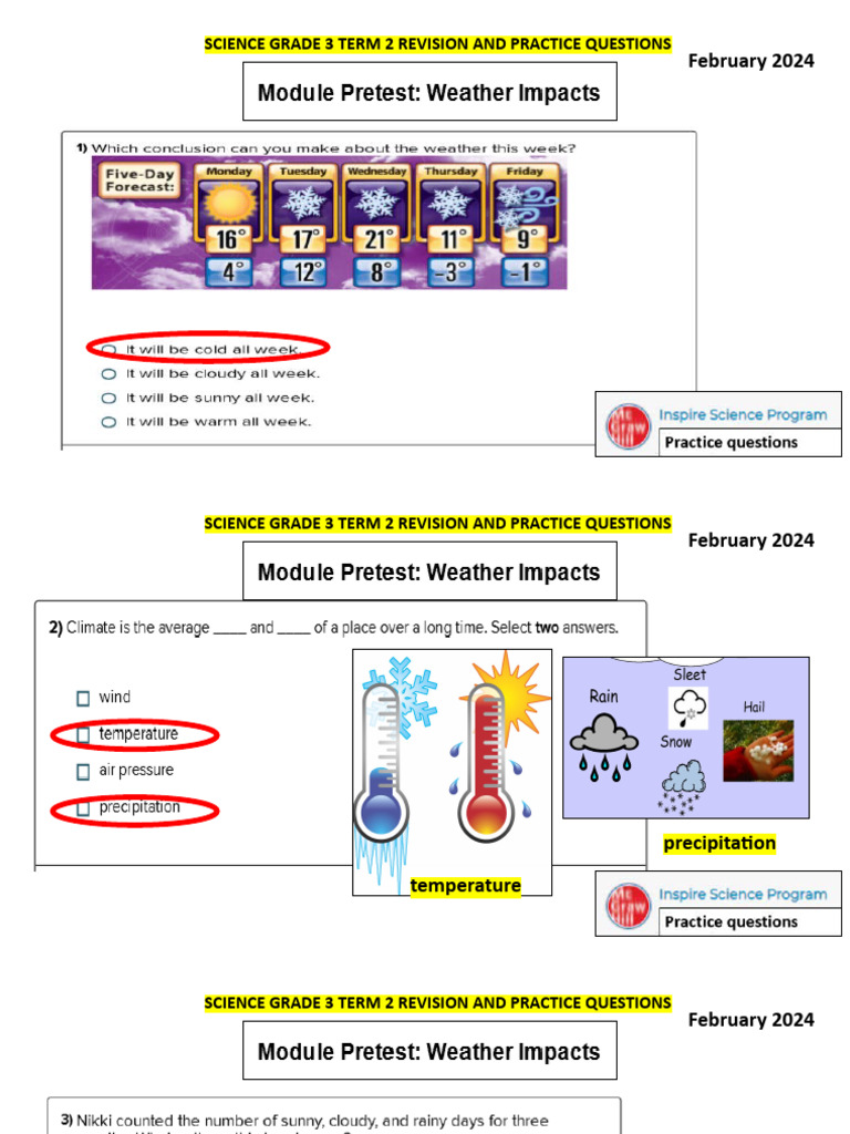 Grade 3 Science Term 2 Review Questions | PDF | Meteorology | Nature