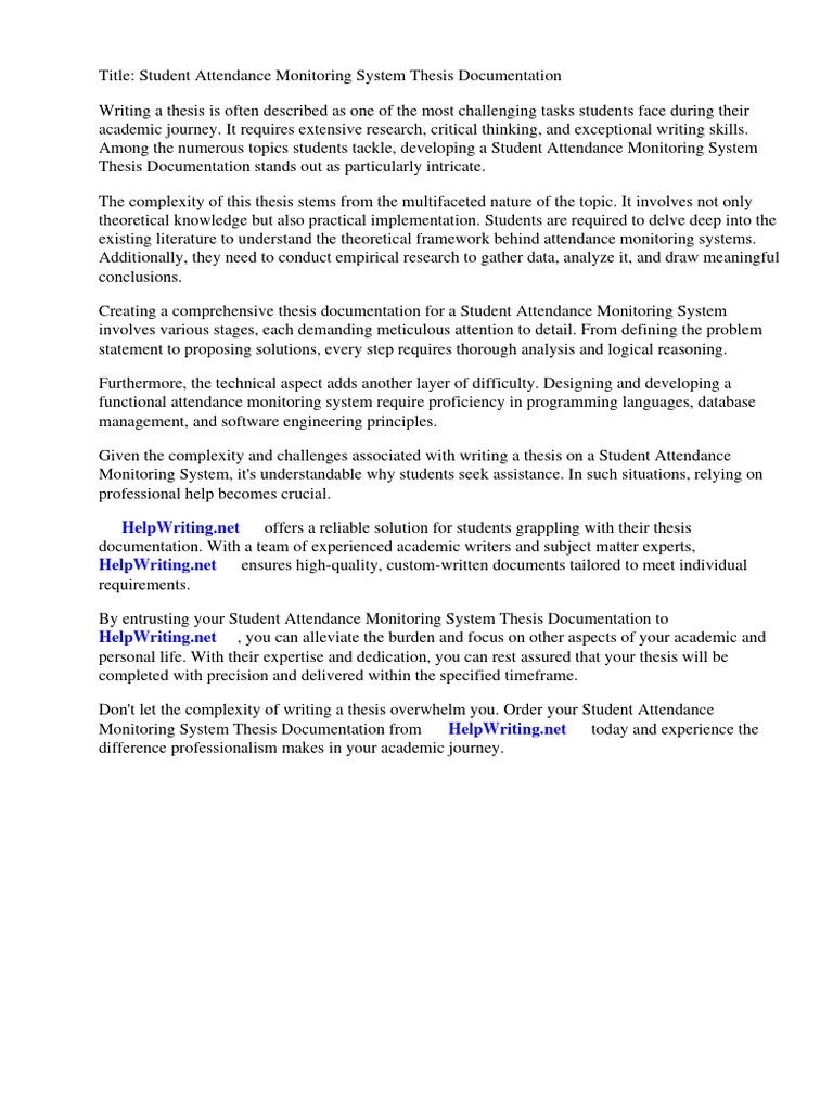 Student Attendance Monitoring System Thesis Documentation | PDF | Expert | World Wide Web
