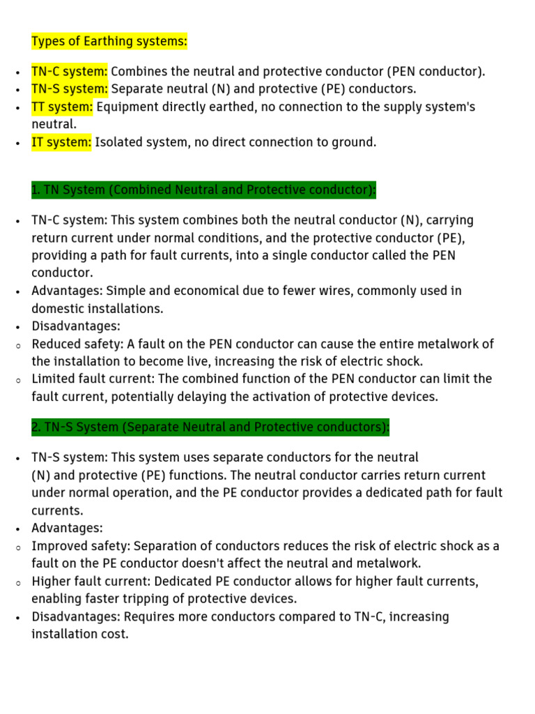 Types of Earthing Systems | PDF | Electricity | Nature