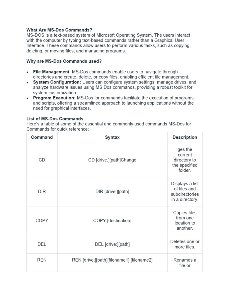 Ms Dos | Download Free PDF | Computer File | Directory (Computing)