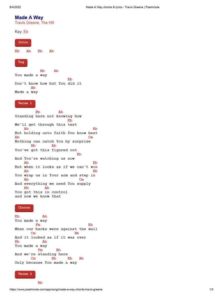 Made A Way Lyrics & Chords | PDF | Song Structure | Songs