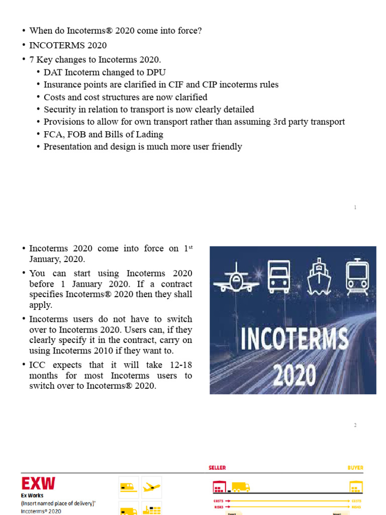 INCOTERMS 2020 Ver | PDF | Business Law | Supply Chain Management