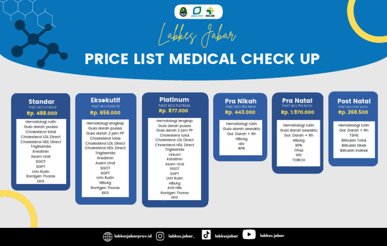 Price List Medical Check Up | PDF | Biomolecules | Angiology