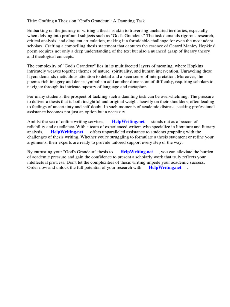 Gods Grandeur Thesis Statement | PDF | Thesis | Essays