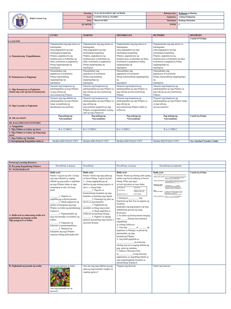 DLL Week 6 Q3 Ap 5 | PDF