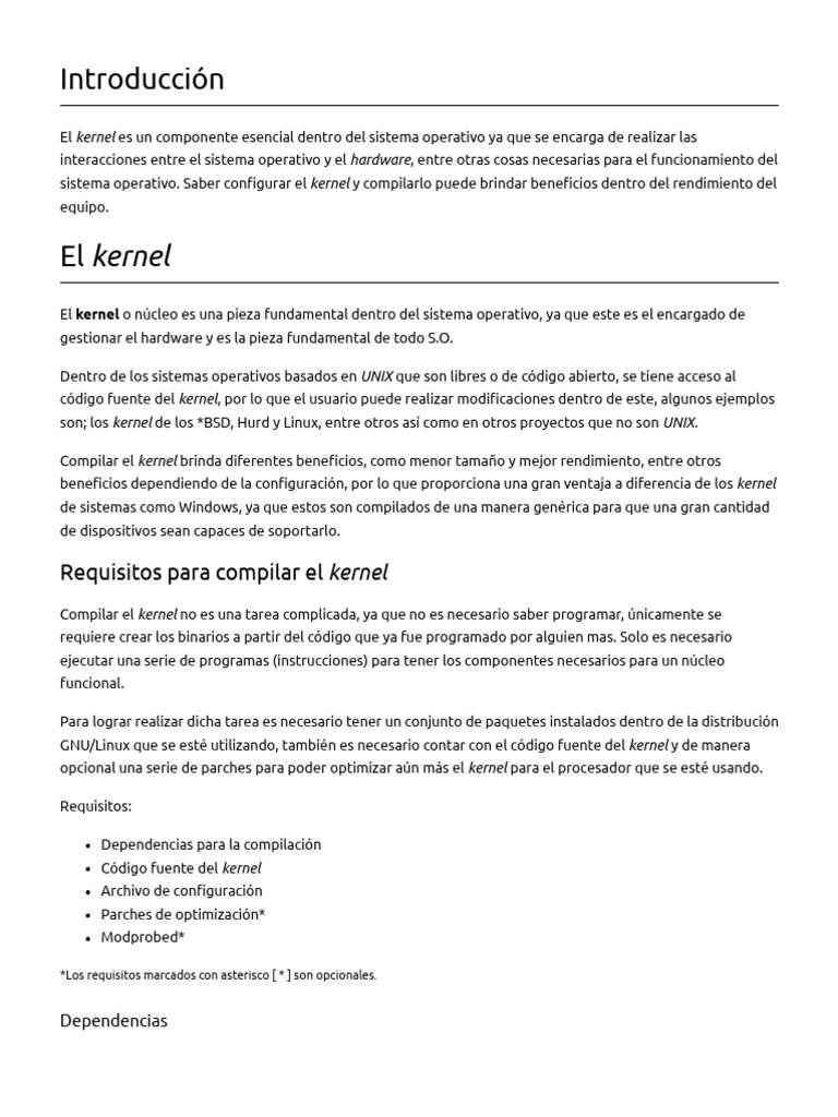 Guía para Compilar el Kernel Linux | PDF | Distribución de Linux | Sistema operativo