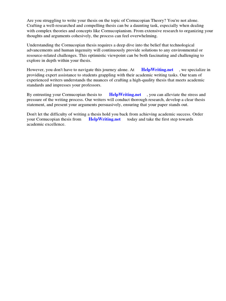 Cornucopian Thesis Definition | PDF | Swot Analysis | Thesis