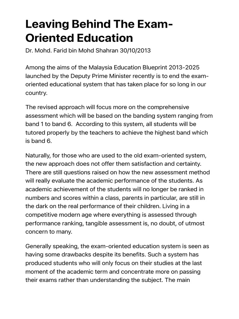 Leaving Behind The Exam-Oriented Education 2.0 | PDF | Wisdom | Knowledge