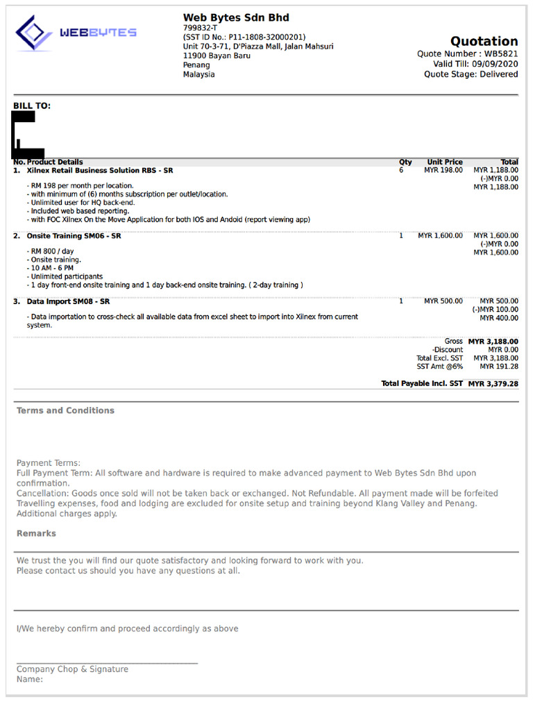 XILNEX QUOTATION - Redacted | PDF