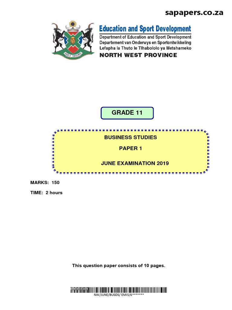 Business Studies GR 11 Paper1 | PDF | Employment | Microcredit