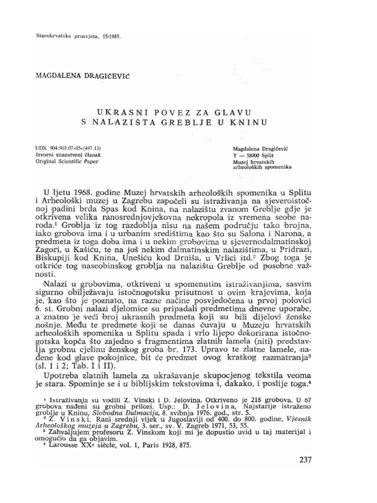 Knin Greblje, Zlatni Povez Za Glavu, 6st | PDF Knin Greblje, Zlatni Povez Za Glavu, 6st | PDF