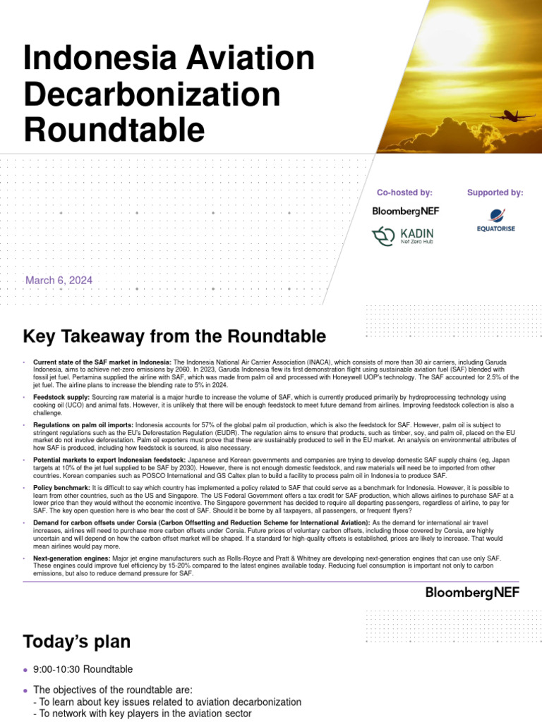 Indonesia Aviation Decarbonization Roundtable - Final | PDF | Climate ...