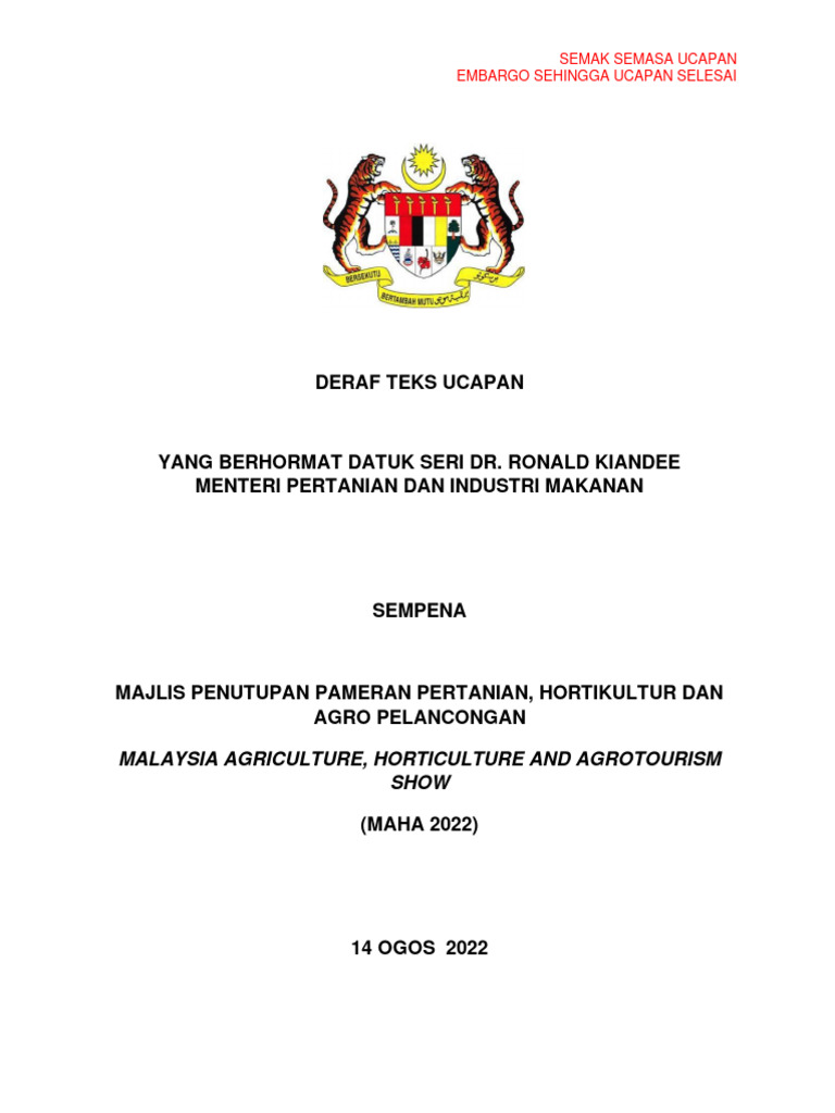 Teks Ucapan Penutup Maha 2022 Ybm Mafi - 14.08.2022 | PDF | Teknologi & Rekayasa