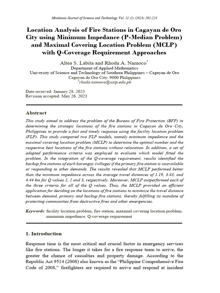 [123dok.com] view of location analysis of fire stations in cagayan de oro city using minimum ...