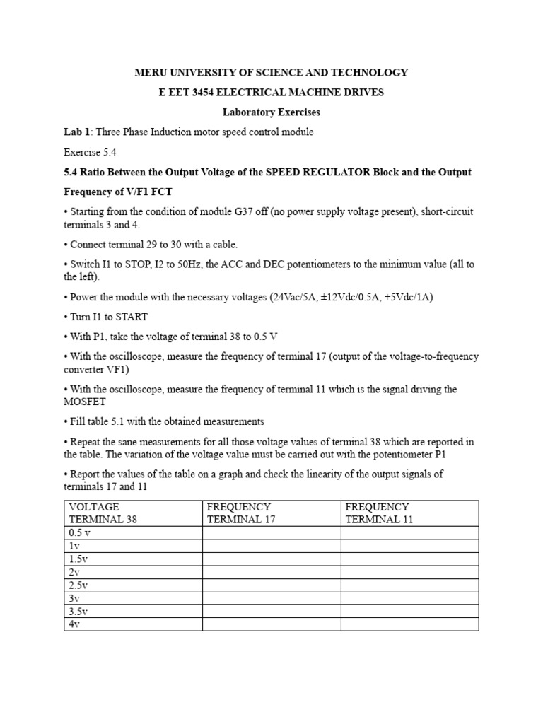 Electrical Machine Drives Lab Exercises | PDF | Electric Motor | Voltage