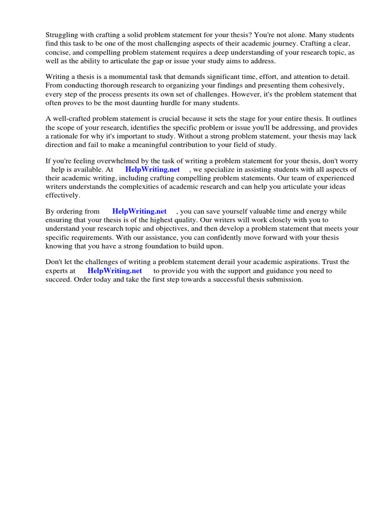 Thesis Problem Statement Guide | PDF | Essays | Thesis