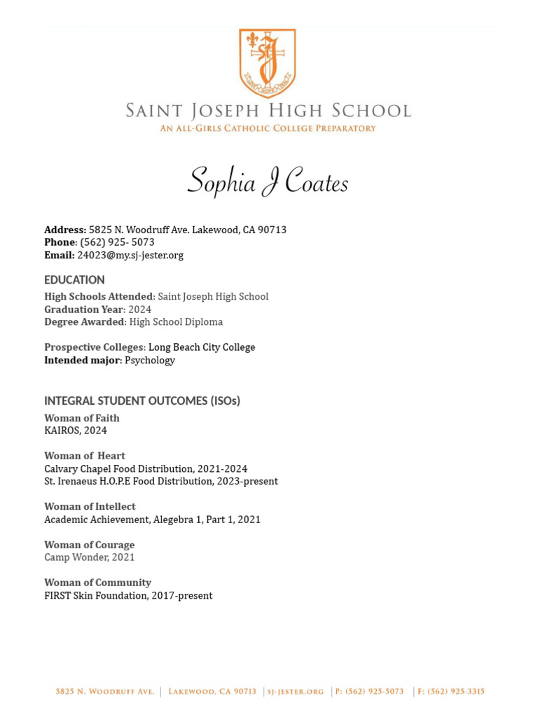 Senior Capstone Resume Template | PDF