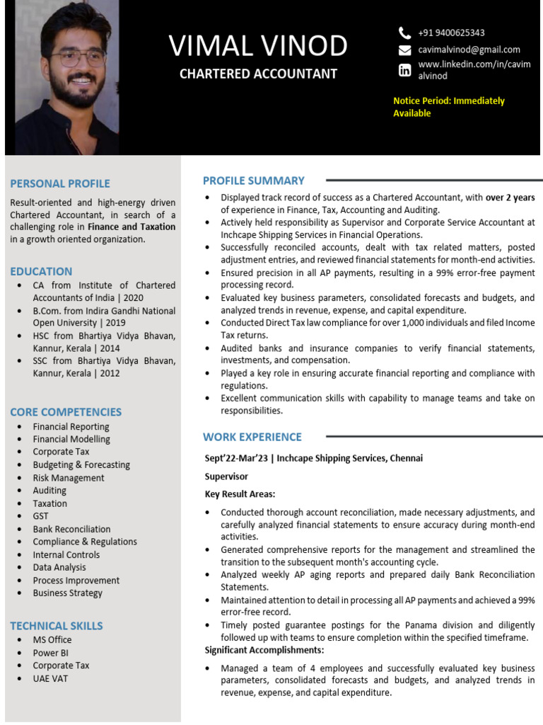 CA Resume for reference | PDF | Audit | Taxes