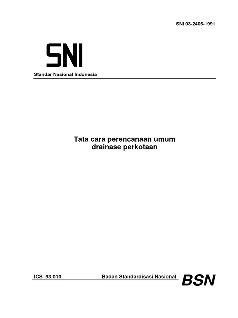 SNI 03-2406-1991 (Tata Cara Drainase Perkotaan) | PDF