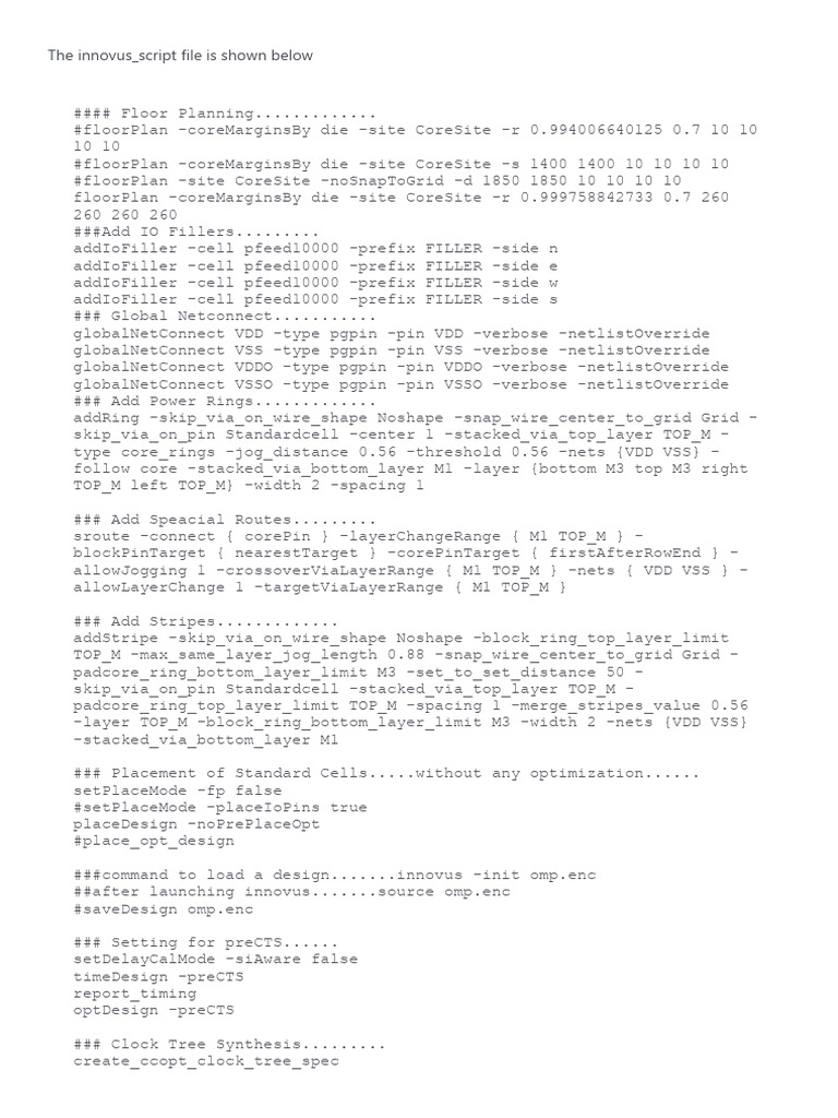 PNR Using INNOVUS With Scripts - Digital System Design | PDF | Computer Science | Computing