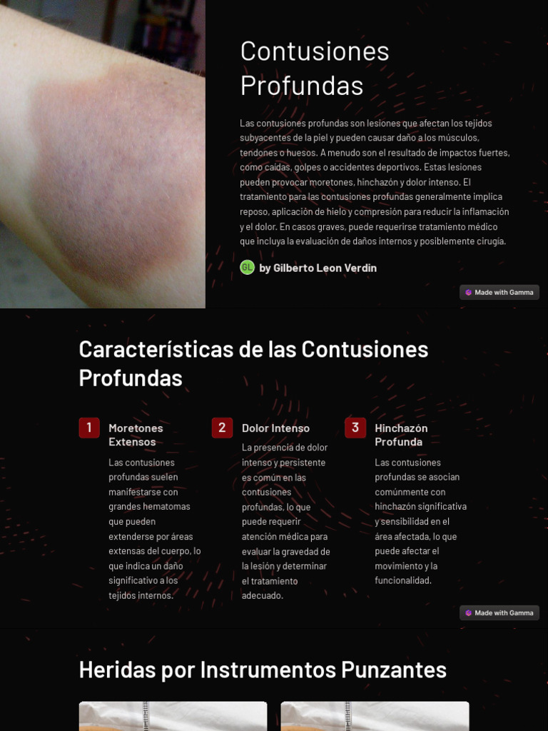 Sesión 3 Contusiones Profundas, Heridas Punzantes y Punzocortantes ...