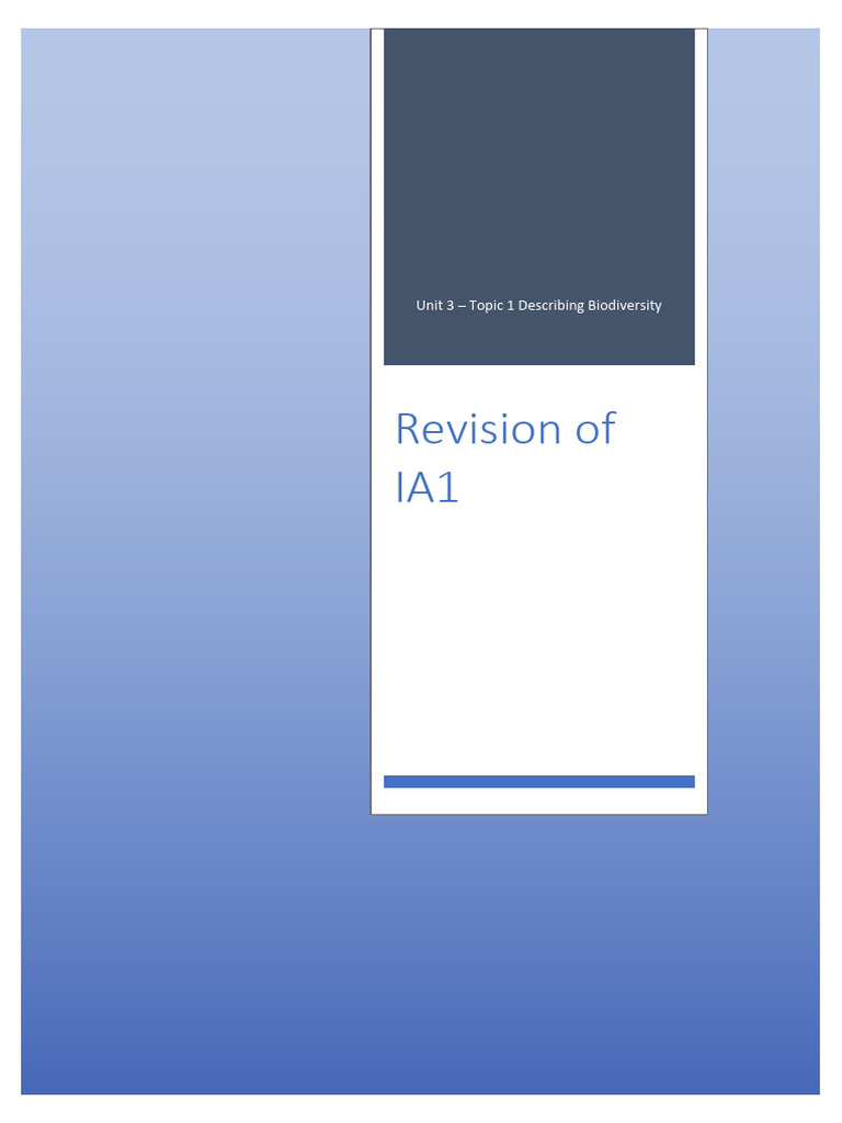 IA1 Revision Sheet | PDF | Biodiversity | Species