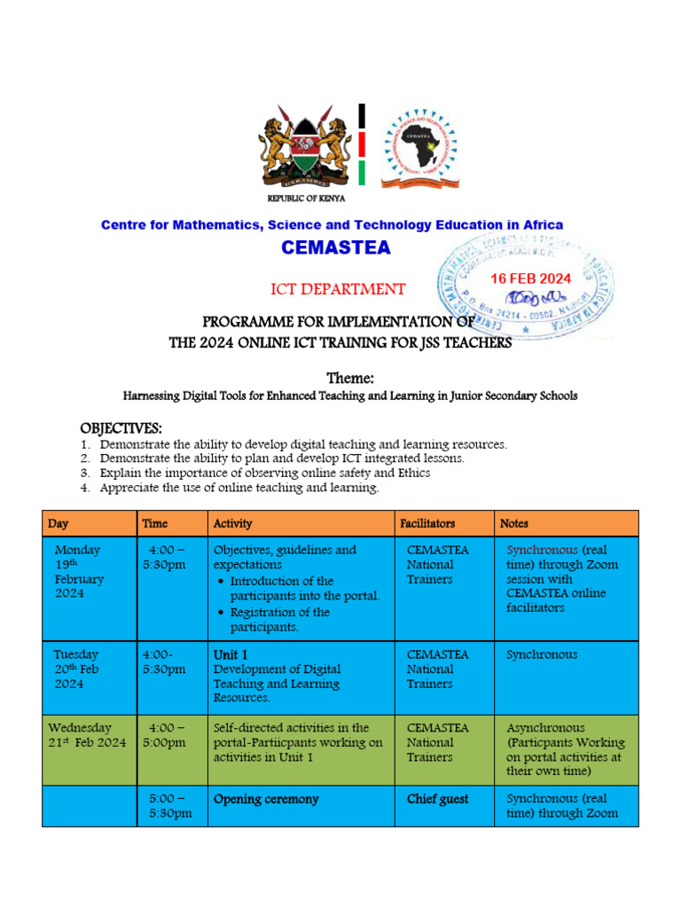 Approved Jss - Ict - Training Programme 2024 | Download Free PDF ...