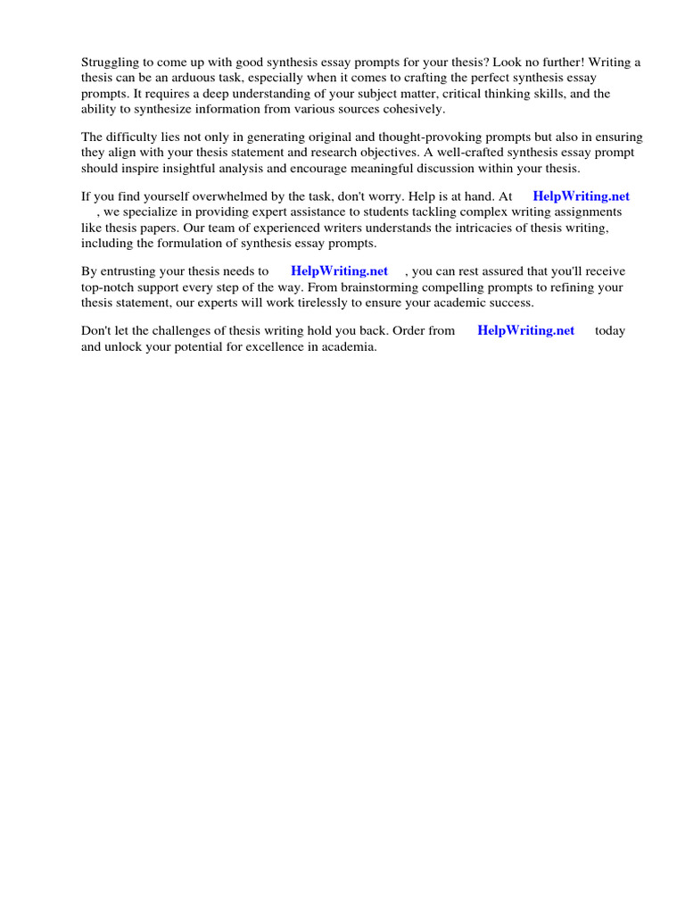 Good Synthesis Essay Prompts | PDF | Essays | Citation