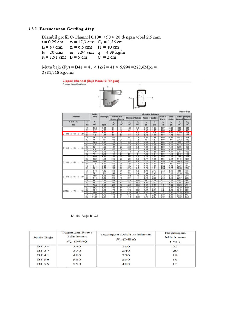 Perencanaan Gording Atap C-Channel | PDF