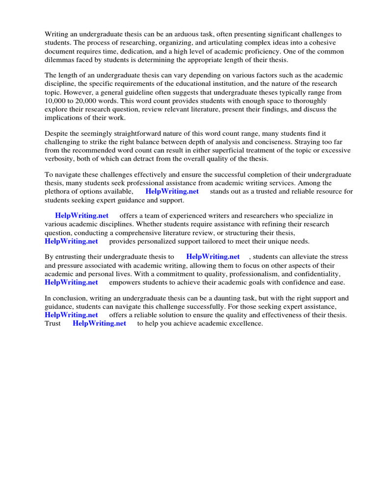 How Many Words Should An Undergraduate Thesis Be | PDF | Thesis | Essays