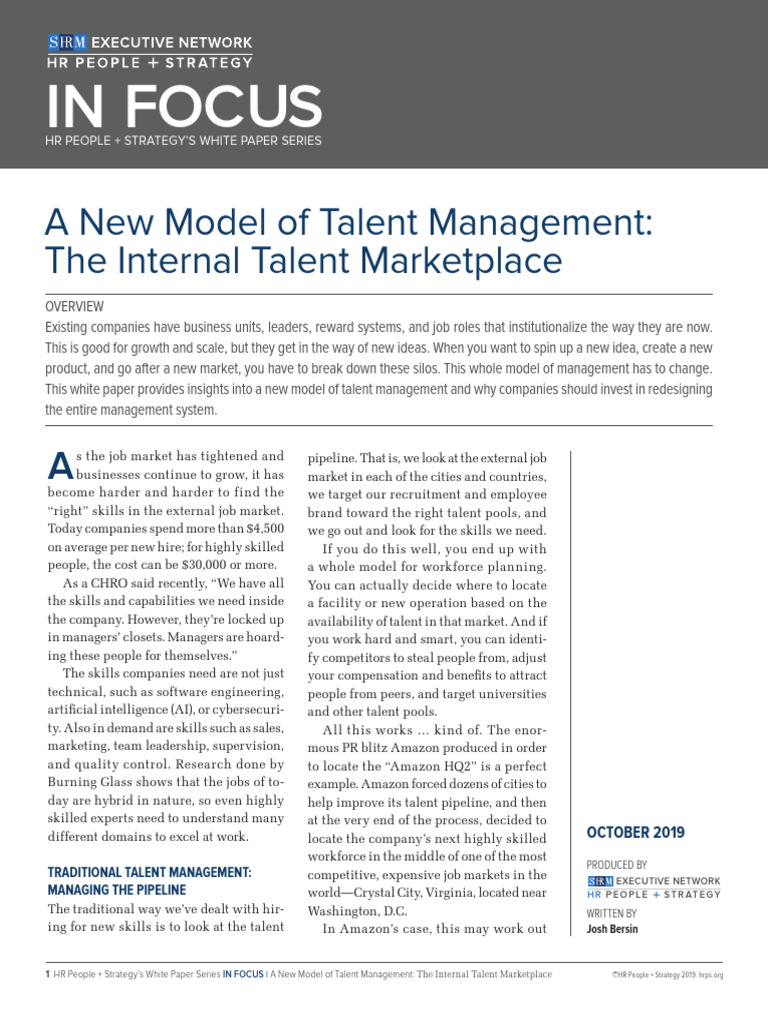 A New Model of Talent Management - The Internal Talent Marketplace ...