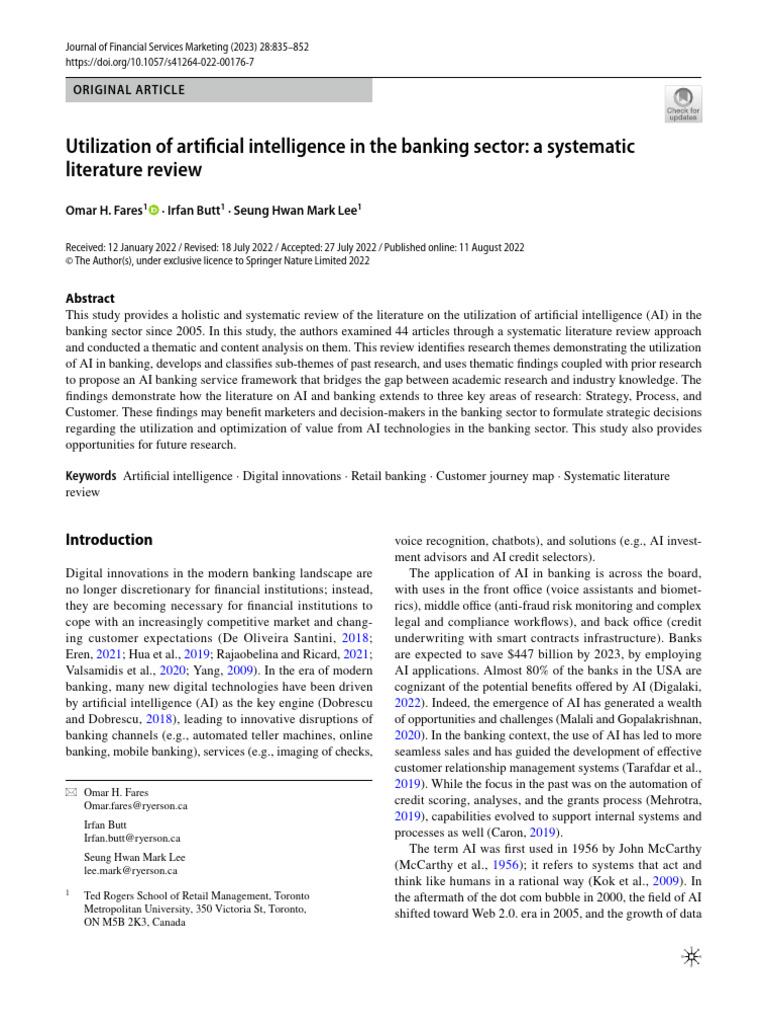 Utilization of Artificial Intelligence in The Banking Sector: A Systematic Literature Review ...