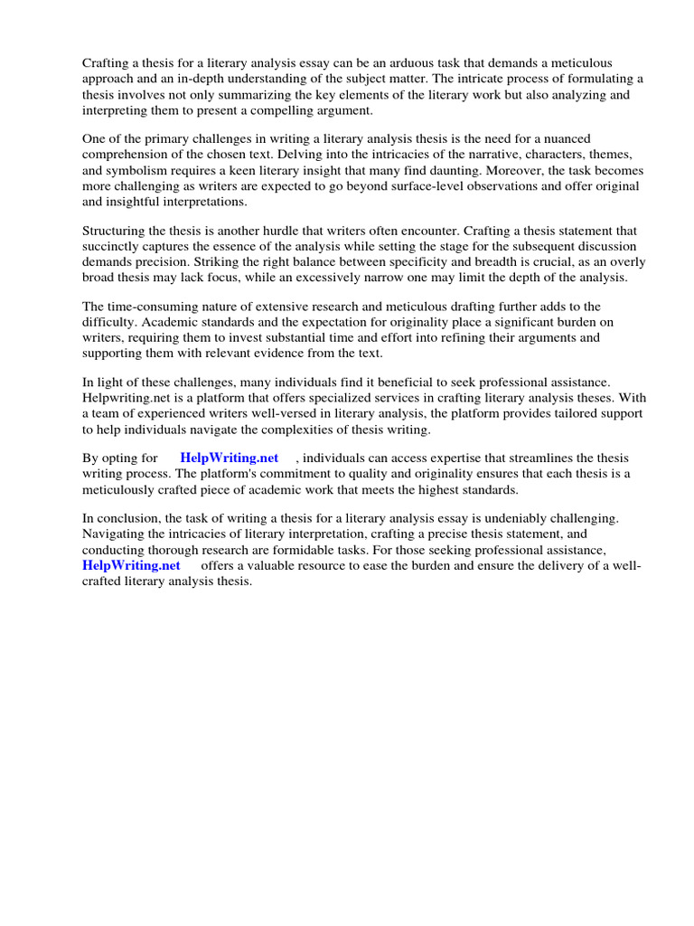 Writing a Literary Analysis Thesis Guide | PDF | Essays | Plagiarism