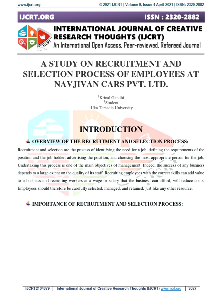 Recruitment and Selection Process | PDF | Recruitment | Survey Methodology