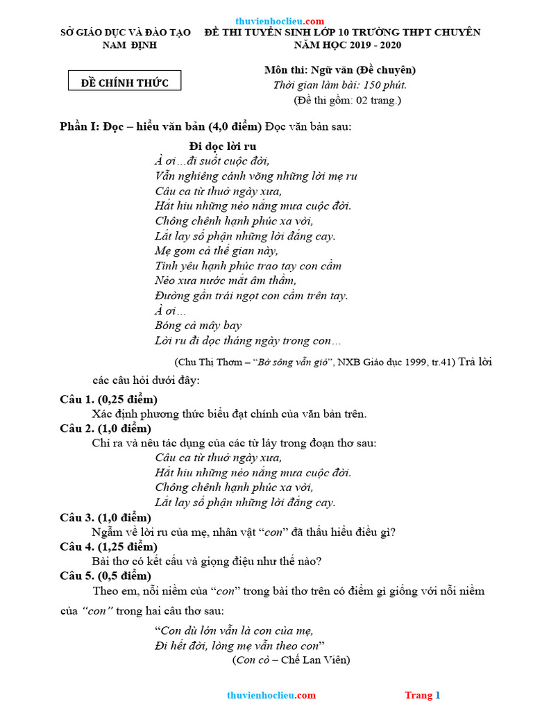 Thuvienhoclieu.com de Thi TS 10 Mon Van Chuyen Le Hong Phong Nam Dinh ...