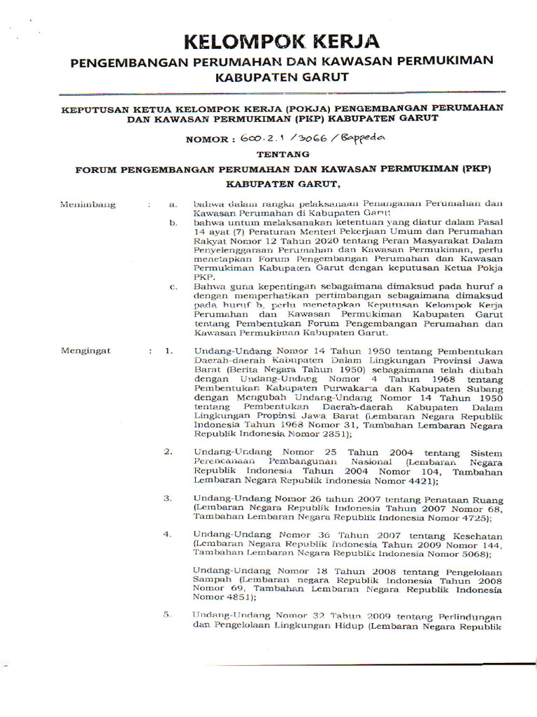 SK Forum PKP Kabupaten Garut 2023 | PDF