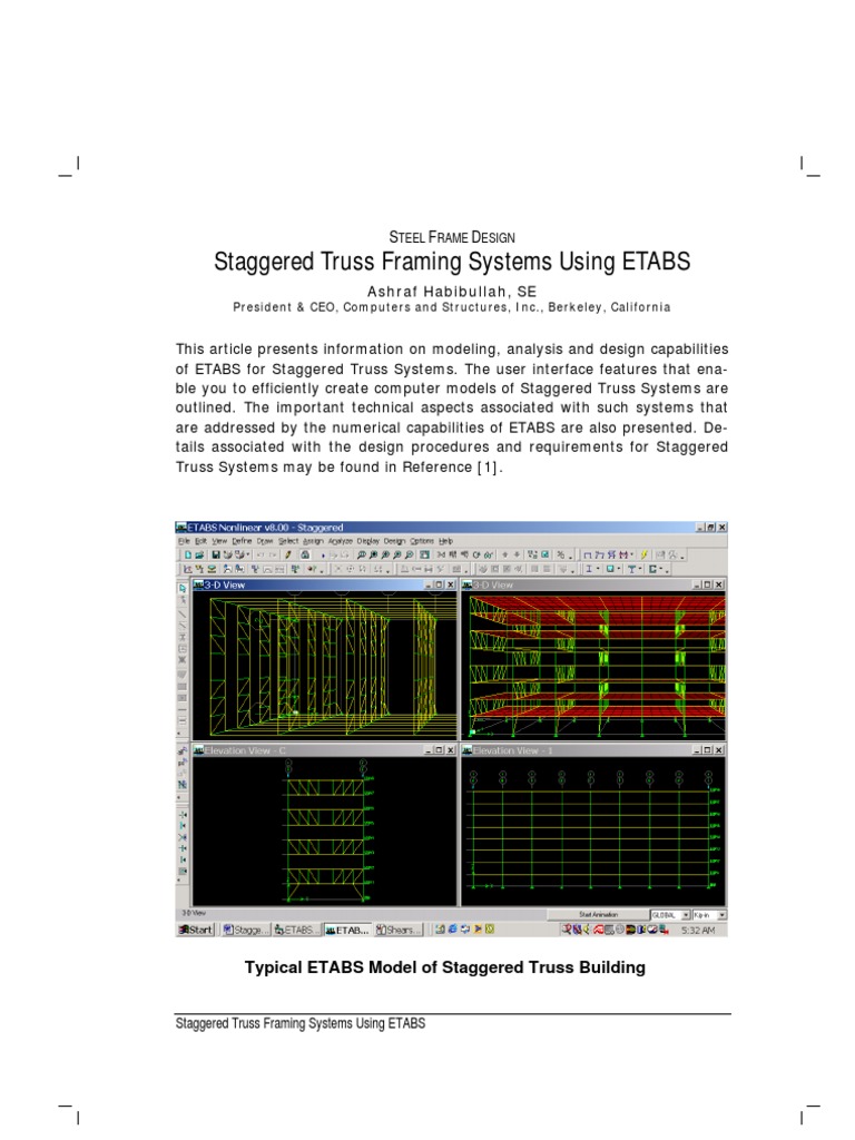 Staggered Truss Framing Systems Using ETABS | PDF | Truss | Framing ...