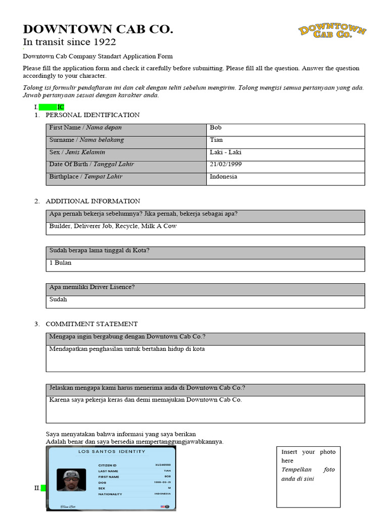 APPLICATION CAB Bob Tian | PDF | Karier & Perkembangan | Pengelolaan ...