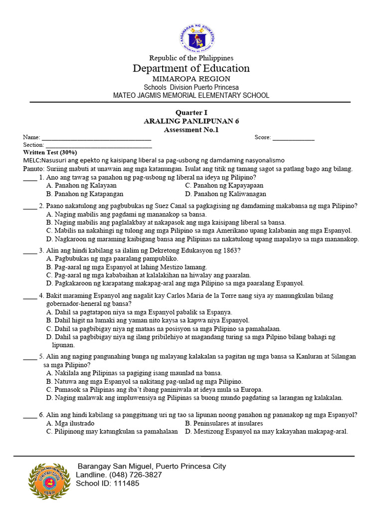 Assessment q1 w1 6 | PDF