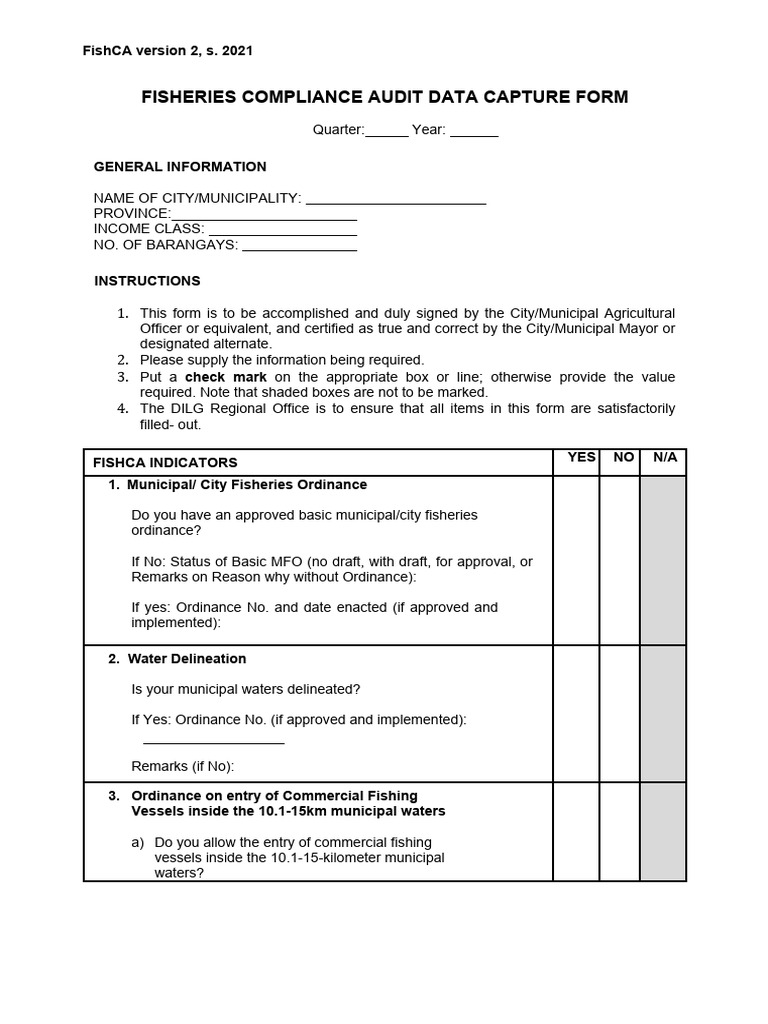 Fishca Data Capture Form | PDF | Home & Garden